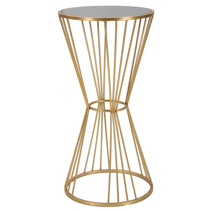 Table ronde en métal doré avec plateau miroir Ø 40x80 cm Super ...