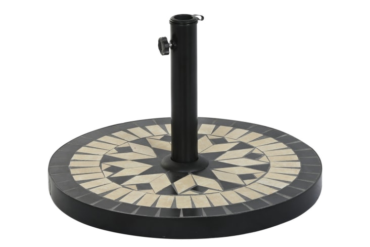 Base parasol gres inox negro y blanco 50x50x32,5cm | Maisons du Monde
