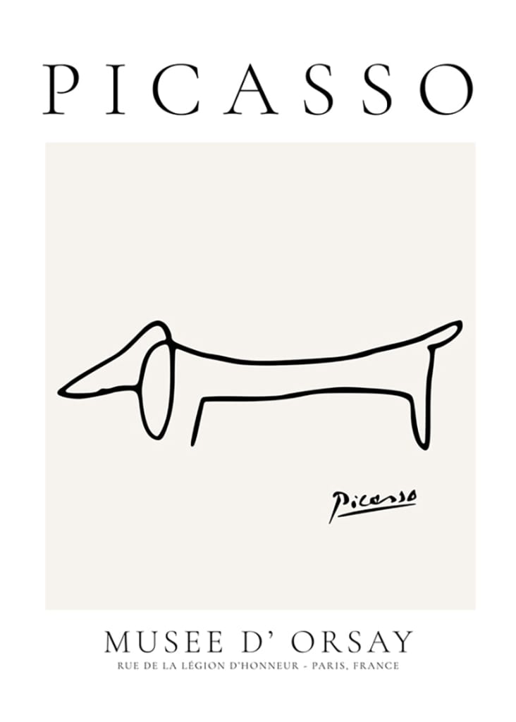 Lámina decorativa pablo picasso animals drawing dog 70x100cm Seven wall ...