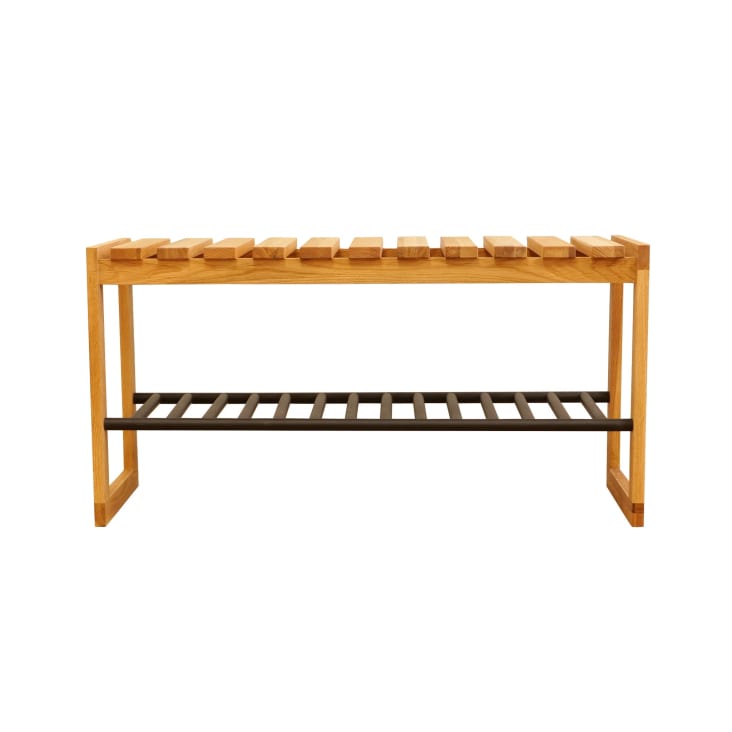 Meuble à chaussures avec banc en bois massif coloris naturel | Maisons ...