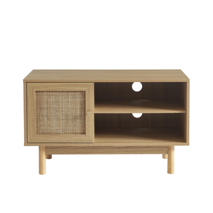 Meuble tv effet chêne et cannage rotin 90cm Helena | Maisons du Monde
