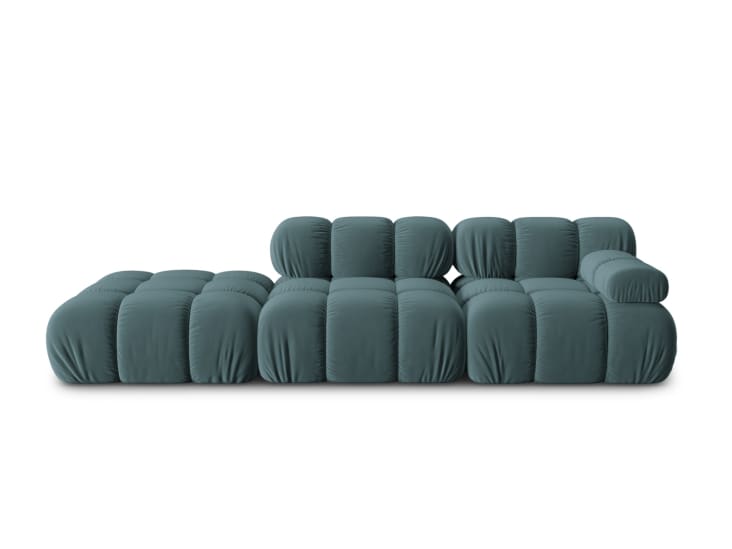 4-Sitzer modulares Sofa links aus Samt, petrol Bellis | Maisons du Monde