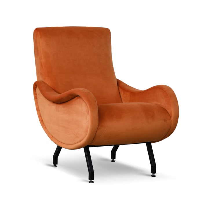 Poltrona design vintage in velluto ruggine gambe nere Miss | Maisons du ...