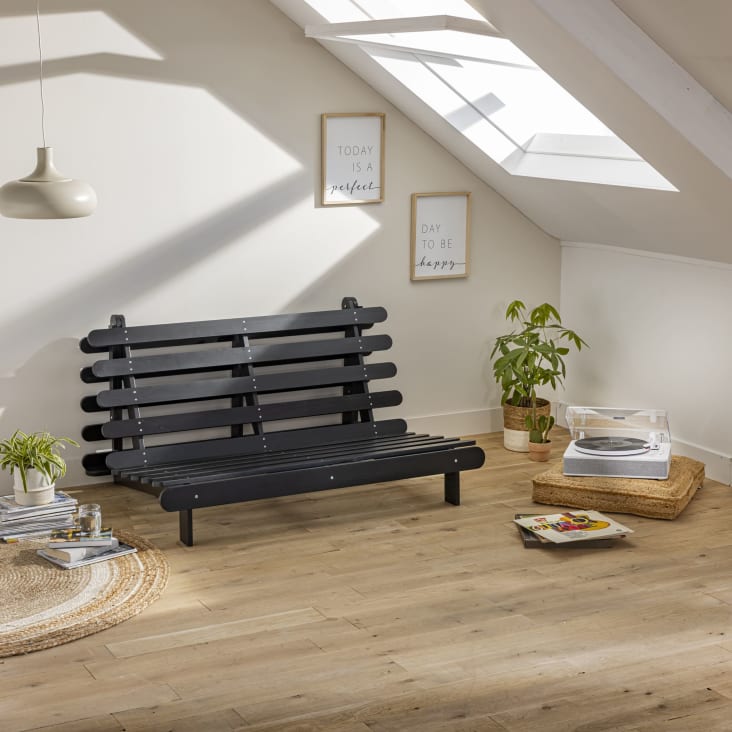 Structure futon en bois massif foncé 140x200 cm | Maisons du Monde