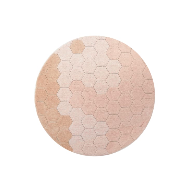 Alfombra lavable nido de abeja en algodón rosa ø 140 cm Planet bee ...