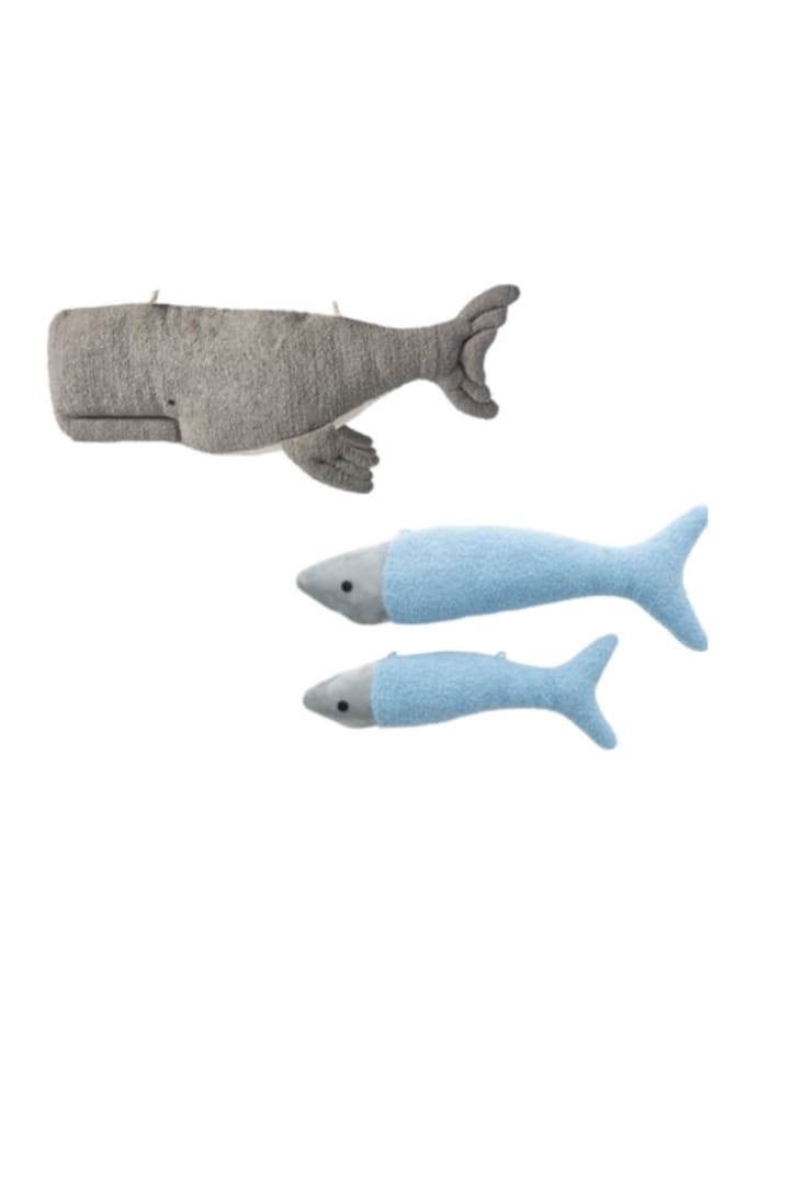 Pack peluches pared beluga gris y mini peces azul claro | Maisons du Monde