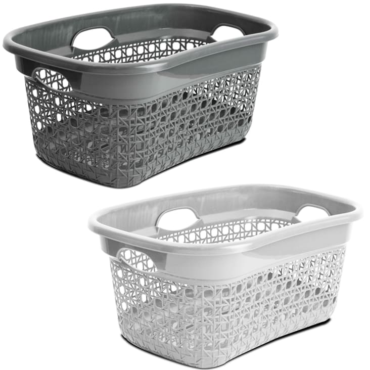 Set de 3 paniers buanderie plastique blanc, beige, gris 60L | Maisons ...