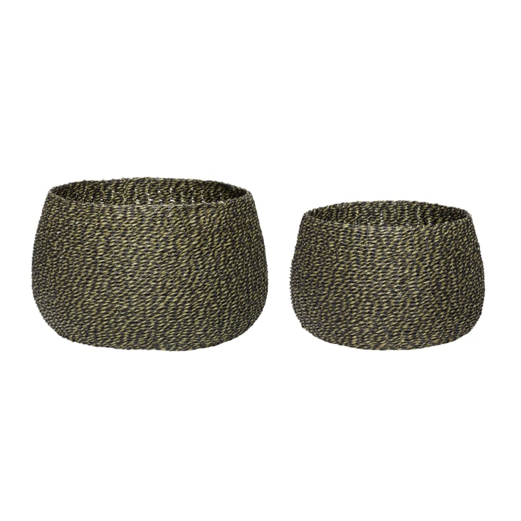 Set de 2 Panier rond noir et vert Eyrie | Maisons du Monde