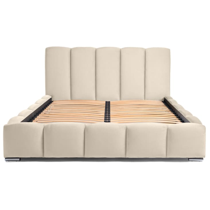 Lit coffre en Velours 160x200 cm beige Torreon | Maisons du Monde