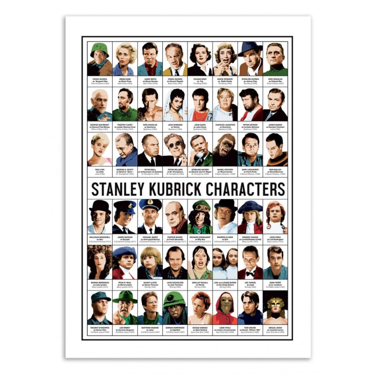 Affiche 30x40 cm - Stanley Kubrick characters - Olivier Bourdereau ...
