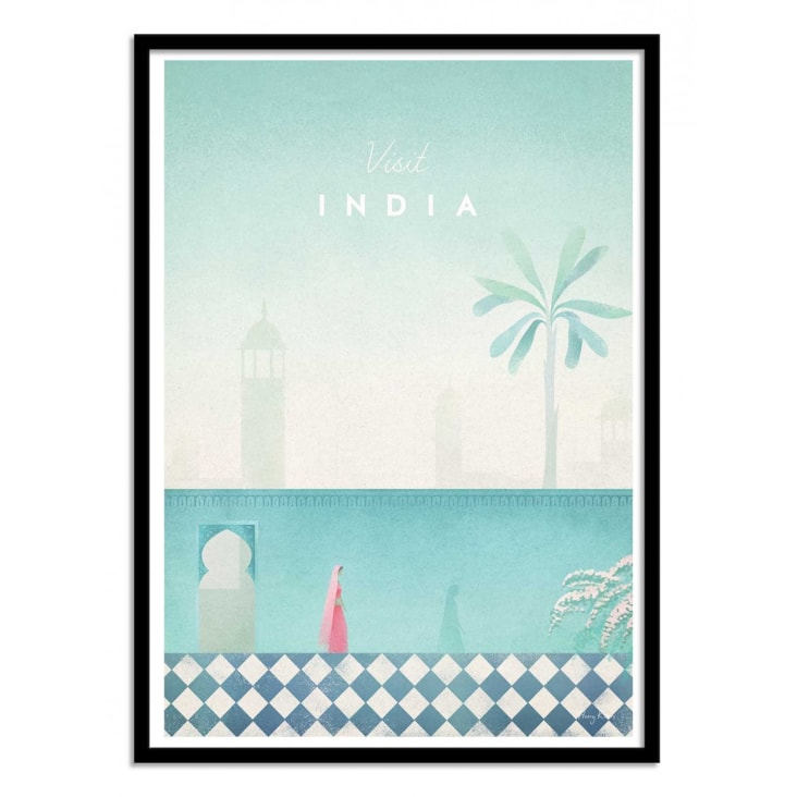 Affiche 30x40 cm et cadre noir - Visit India - Henry Rivers | Maisons ...