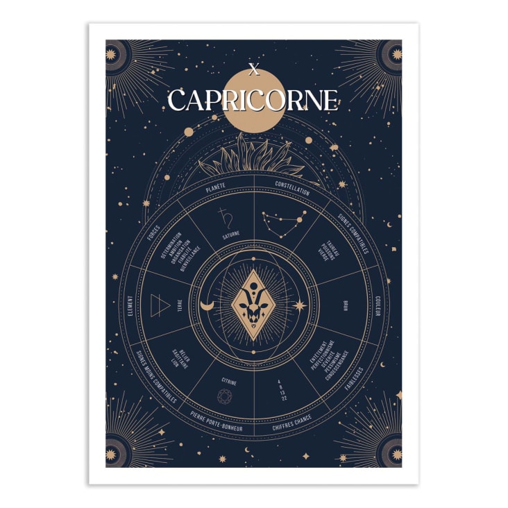 Affiche 50x70 cm - Capricorne Signe du Zodiac - Frog Posters | Maisons ...