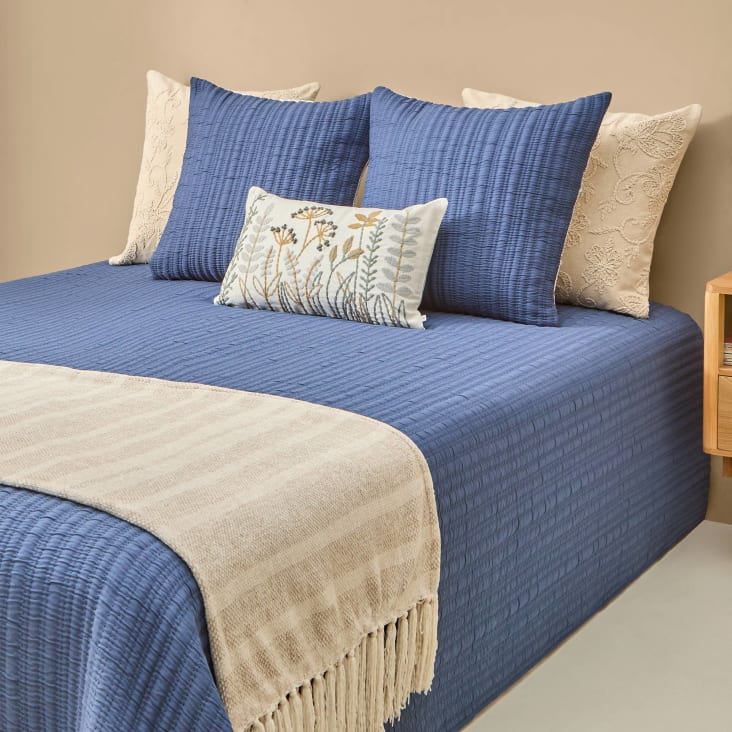 Edredón liso reversible azul 180x260 Licheri | Maisons du Monde