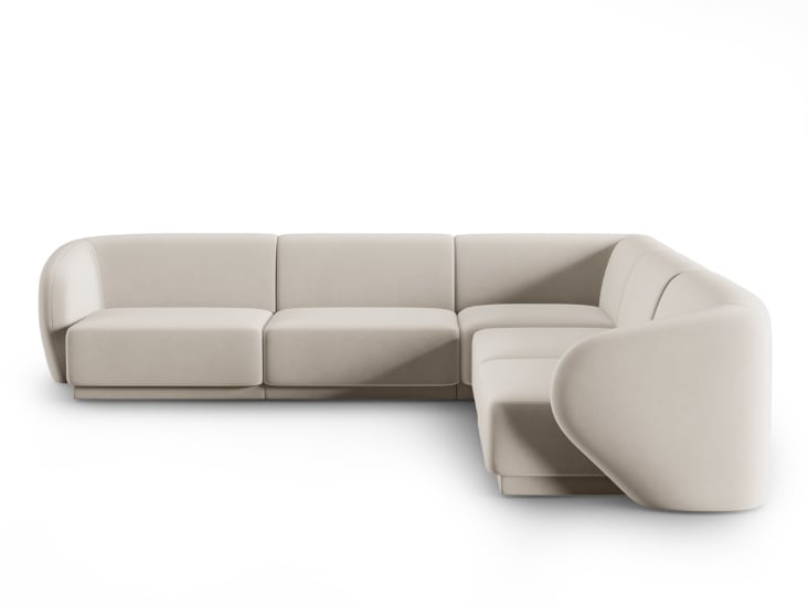 6-Sitzer modulares symmetrisches Ecksofa aus Samt beige Lionel ...