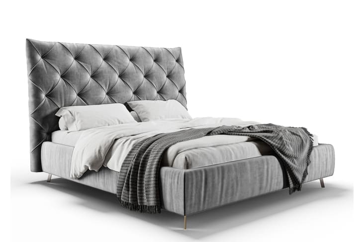 Polsterbett aus Velvet, silber ANNY | Maisons du Monde