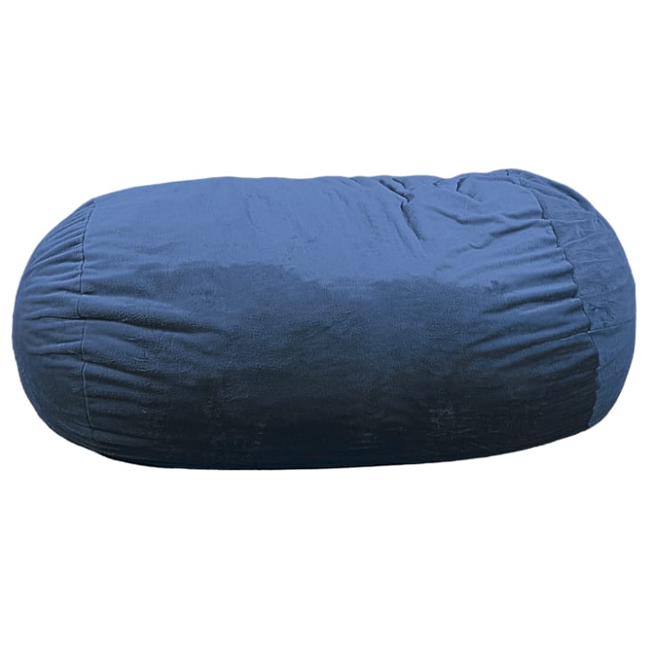 Pouf long géant déhoussable fausse fourrure bleu 160 cm | Maisons du Monde
