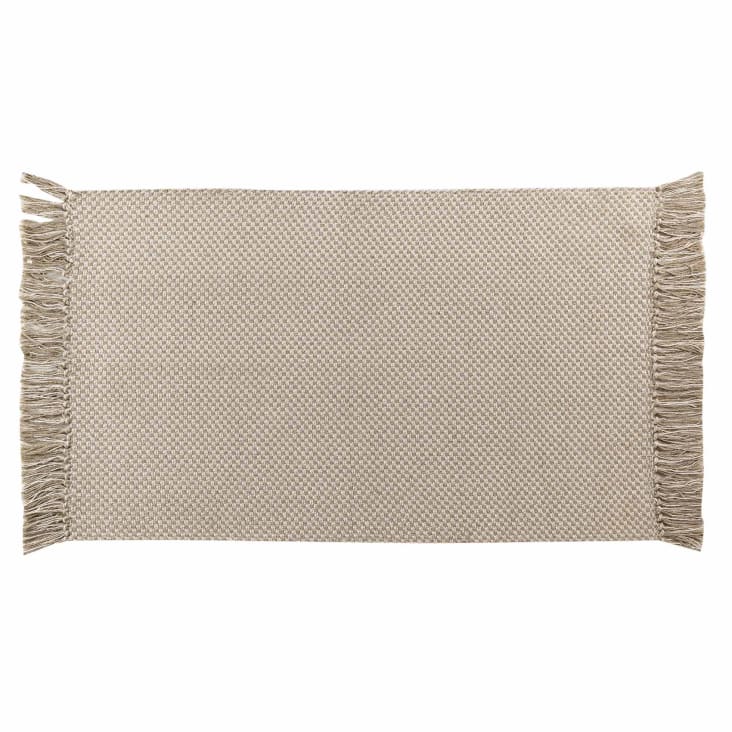 Tapis rectangle coton et polyester tissé beige 50x80cm | Maisons du Monde