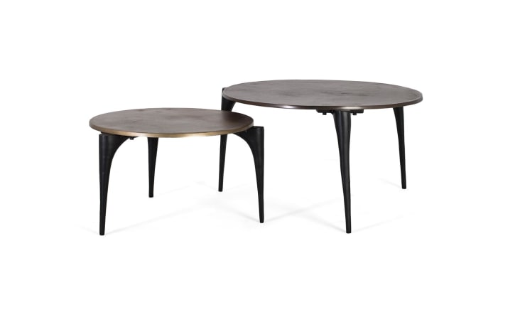 Set de 2 mesas de aluminio dorado y negro | Maisons du Monde
