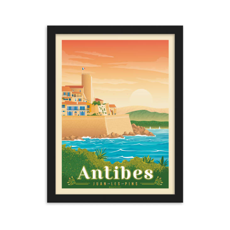 Affiche Antibes Juan-les-Pins + Cadre Bois noir 30x40 cm | Maisons du Monde