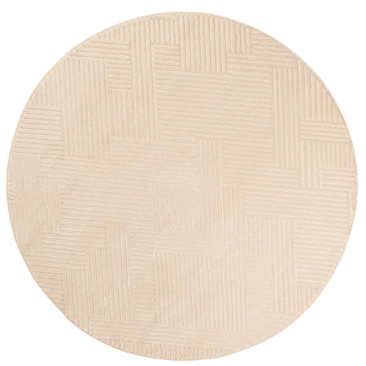 Tapis rond motif géométrique en relief - Crème - D160 cm Bianca ...