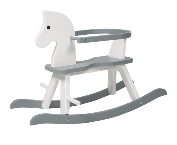 Cavallo a dondolo con arco rimovibile in legno bianco e grigio ...