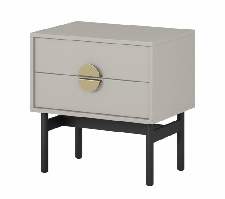 Nachttisch mit 2 Schubladen, Graubeige Stoon | Maisons du Monde