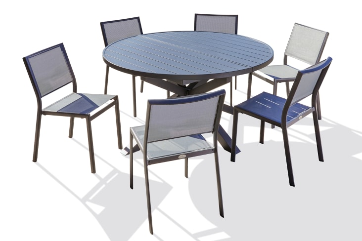Ensemble repas 6 places en aluminium avec rallonge papillon Pelosa ...