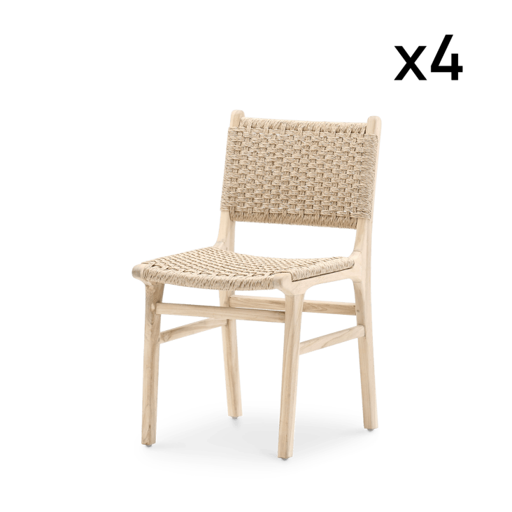 Pack 4 Sedie Da Giardino In Teak E Rattan Sintetico Modena Maisons Du Monde