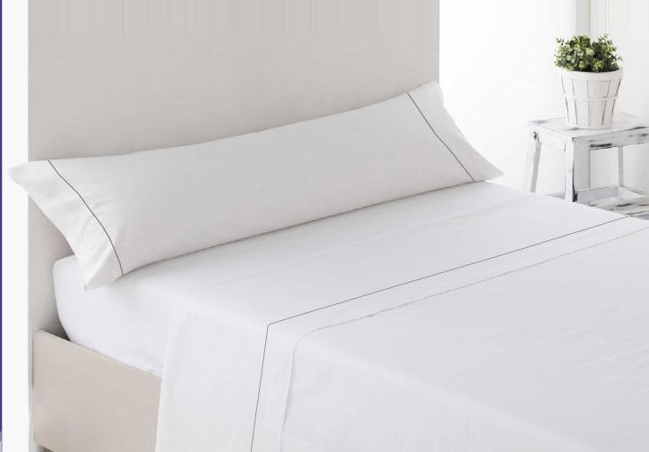 Juego de sábanas liso 4 piezas 50% alg. 50% pes blanco cama de 200cm ...