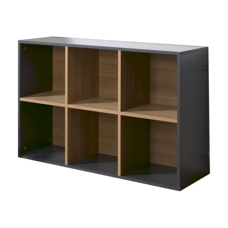6 cases de rangement effet bois anthracite 103x36x69 Tom & apolline ...
