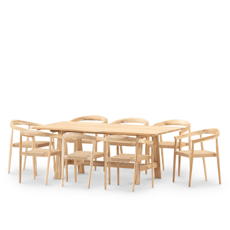 Set repas 8pl table en bois 200x100 Lamas & modena | Maisons du Monde
