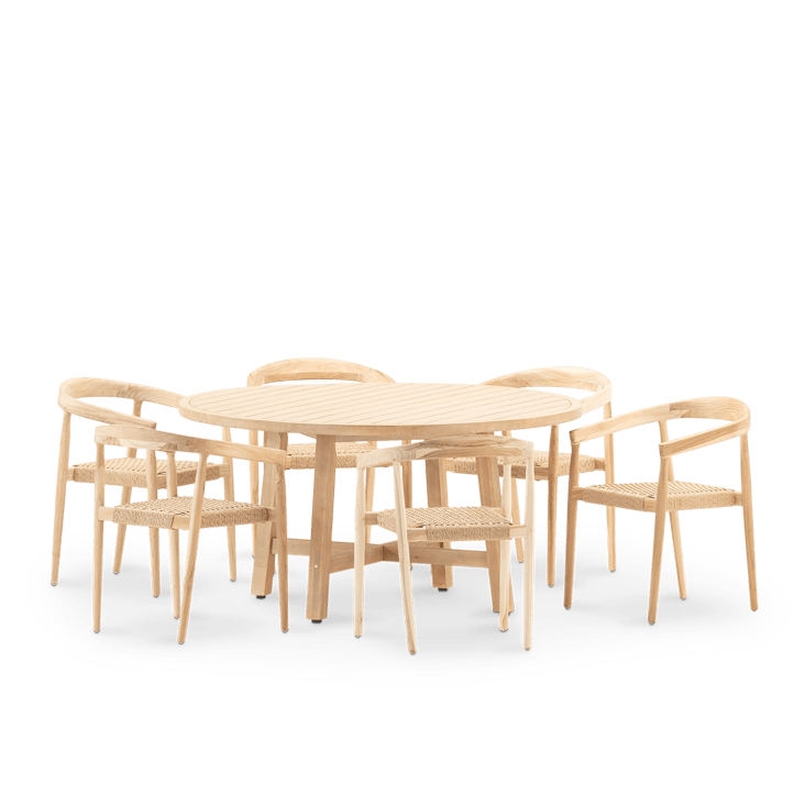 Ensemble table ronde et chaises 6 places en bois D150 Siena & modena ...