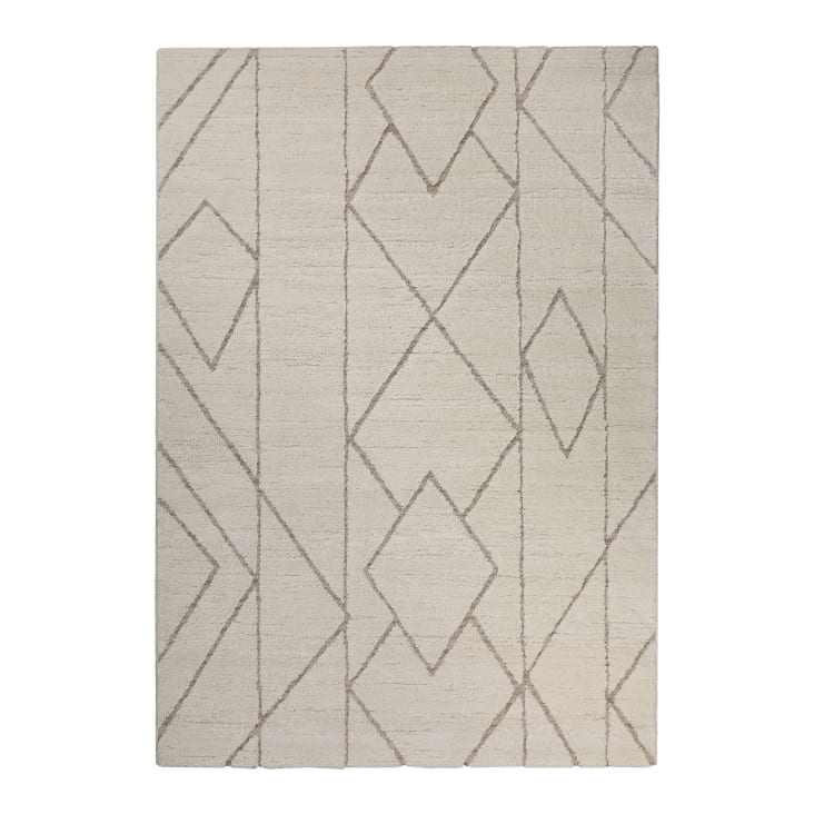 Teppich mit Rautenmuster und reliefartigen Beigetönen 200x290 Pelle ...