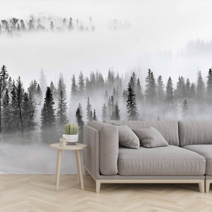 Papier peint panoramique foret dans le brouillard 364x270cm | Maisons ...