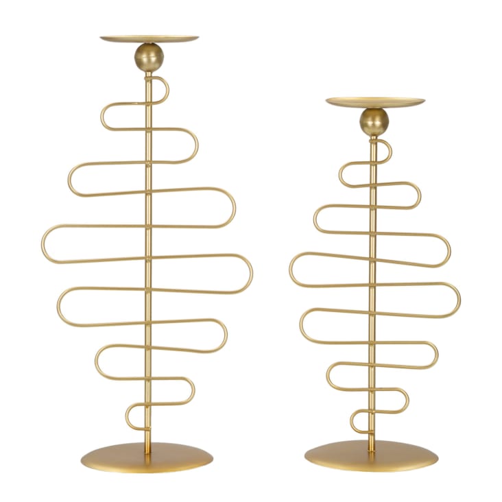 Lot de 2 bougeoirs en métal doré 25x16x51 - 20x16x43 cm Alid | Maisons ...