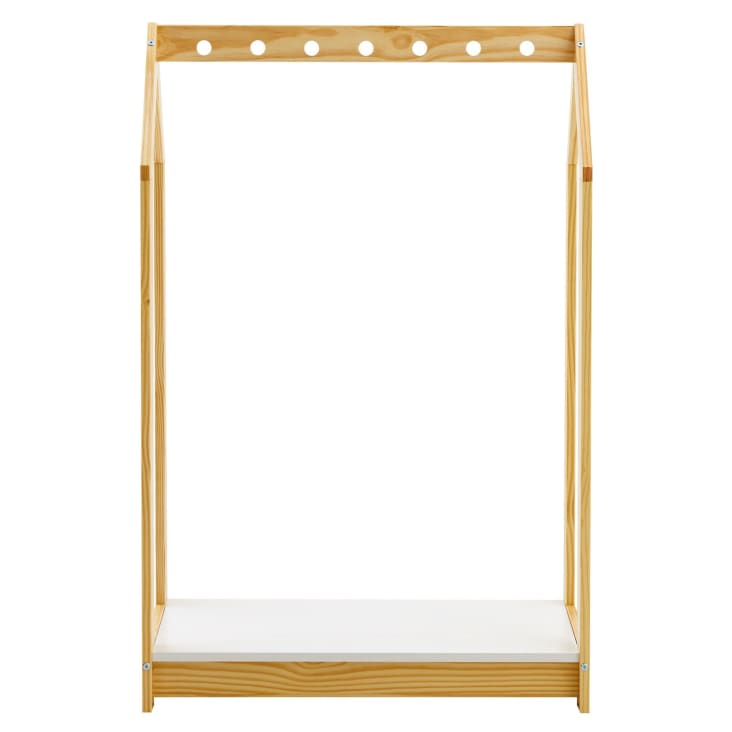 Portant enfant 3 étagères 3 crochets en bois massif, naturel/blanc ...