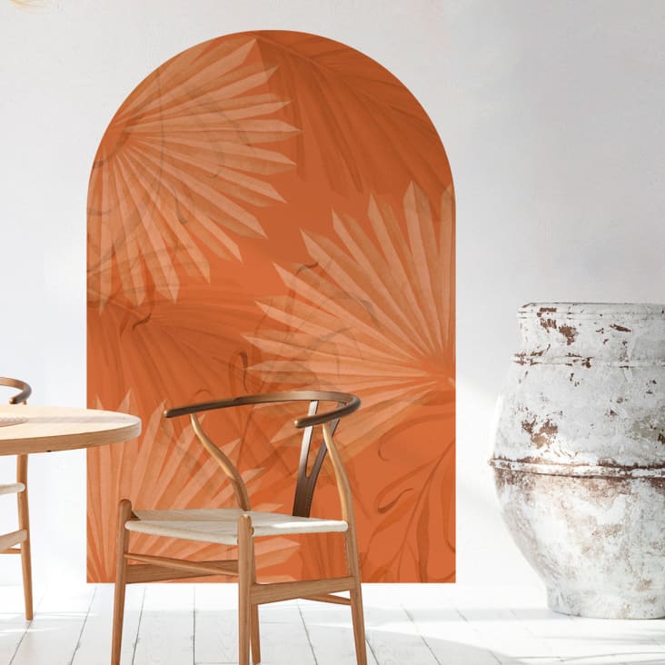 Papier Peint arche feuilles de palmier orange 135x90cm | Maisons du Monde