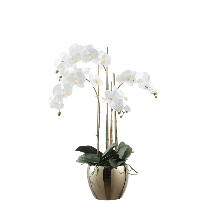 Composizione di orchidea artificiale con vaso dorato bianco H79 ...
