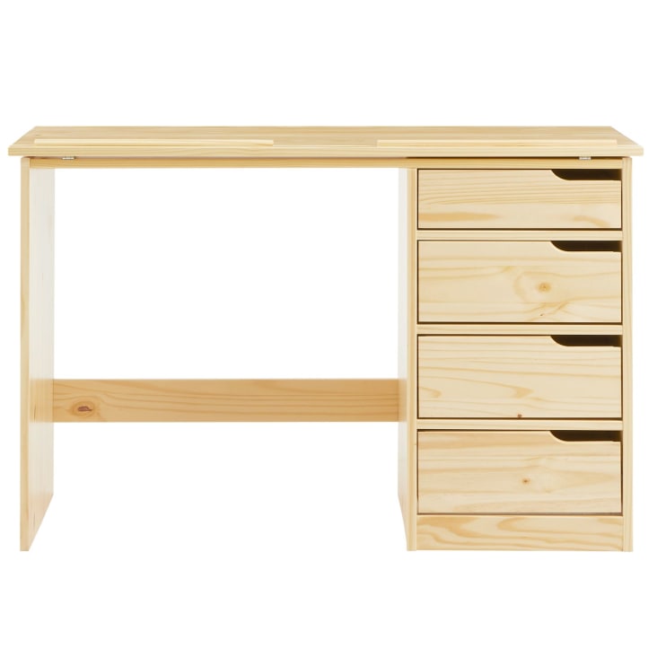 Bureau enfant avec plateau inclinable en bois massif, coloris naturel ...