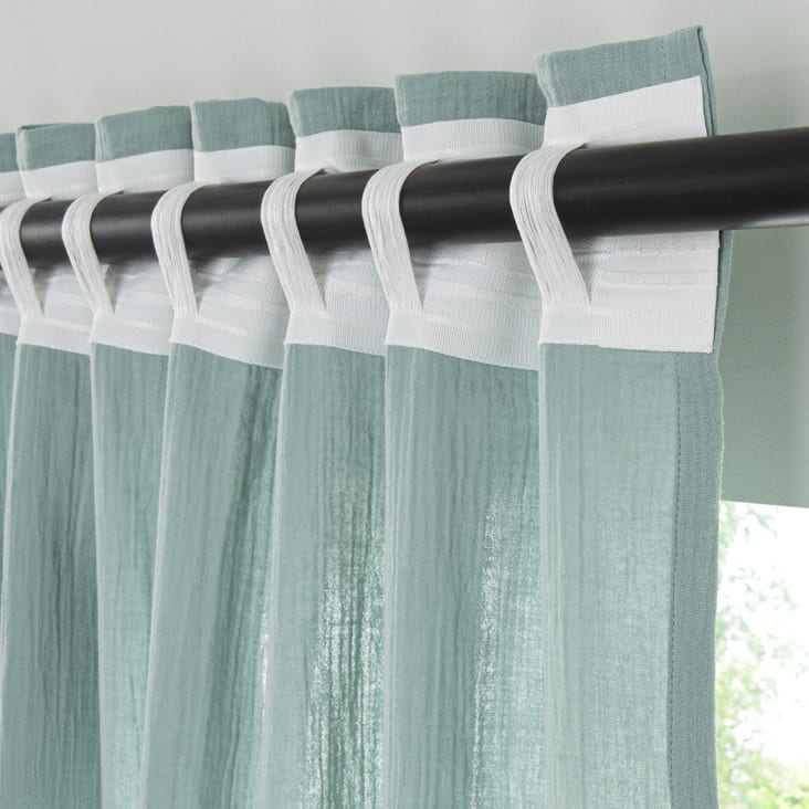 Rideau uni en gaze de coton pattes cachées à l'unité 140x300cm vert ...