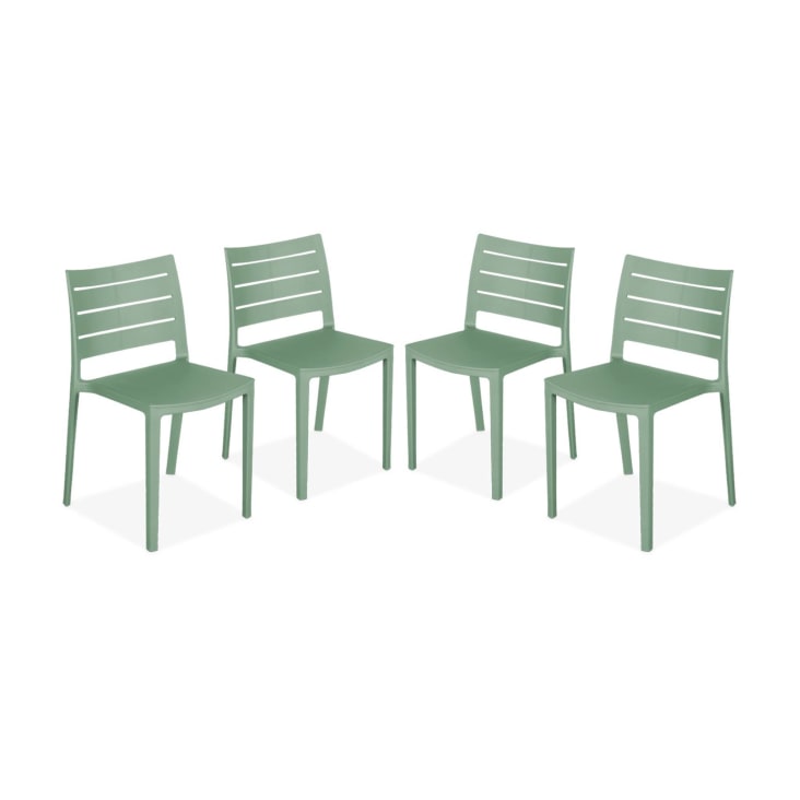 Lot 4 chaises plastique vert de gris empilables Jeanne | Maisons du Monde