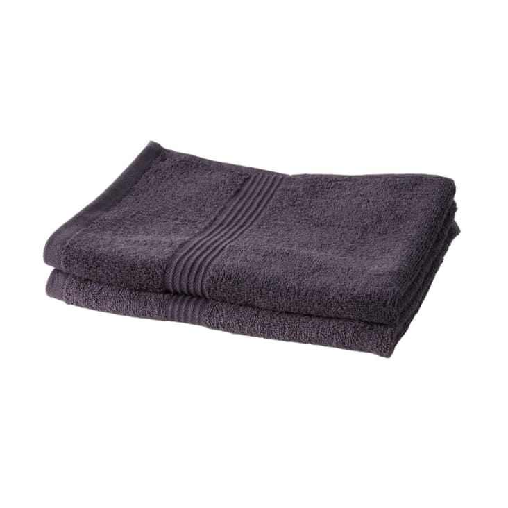 Lot de 2 serviettes de toilette 100% coton gris anthracite 50x90 ...