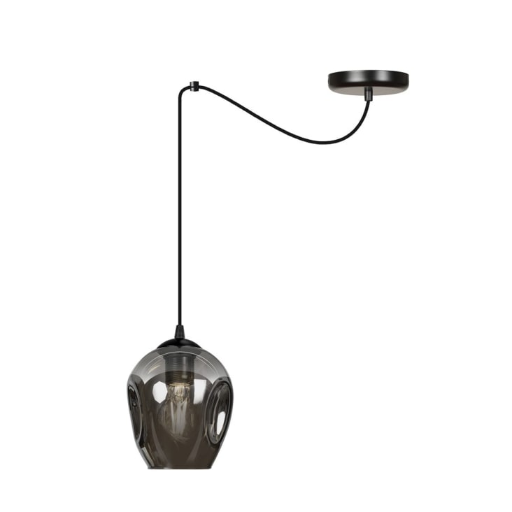 Lámpara colgante de metal y cristal gris con cable ajustable max.200cm ...