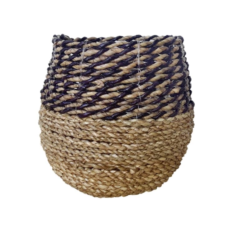 Maceta de junco marino, beige/negro | Maisons du Monde
