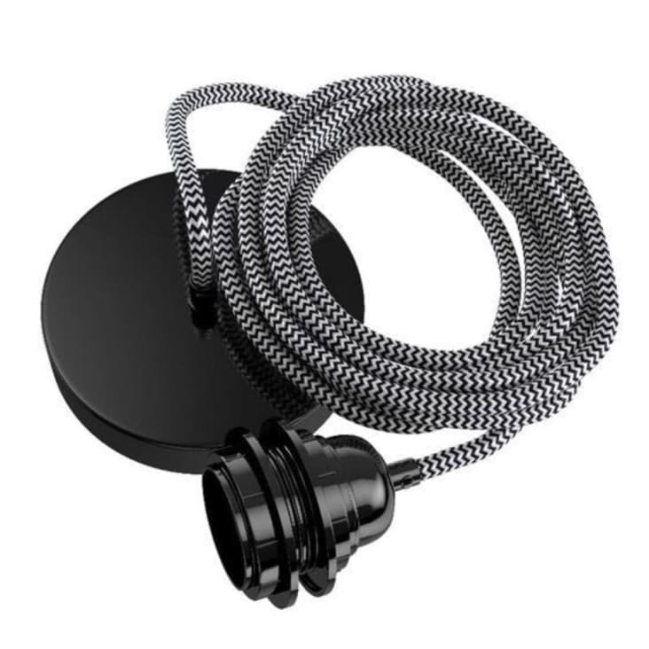 Suspension corde 1 cordon tissé coton zigzag noir et blanc 2.5m Hang 1 ...