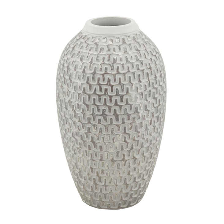 Vase en résine grise avec décors géométriques Ø 19,5x34 cm Wave ...