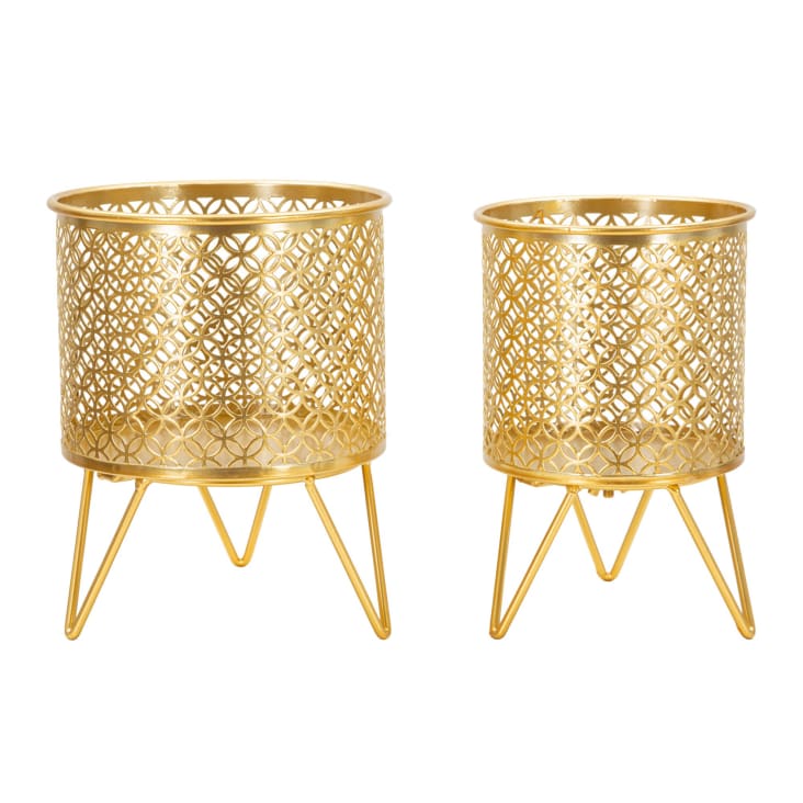 Juego de 2 maceteros de metal dorado ø 16x20-13x20 cm Ceci | Maisons du Monde