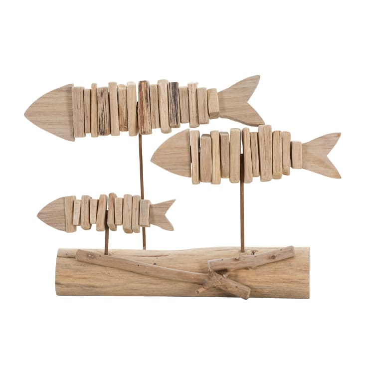 Sculpture poisson en bois marron 37x10x24 cm Mare | Maisons du Monde