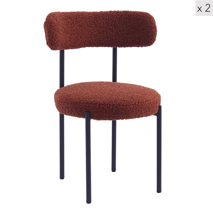 Polsterstühle (2er Set) aus Metall und Wolle Terracotta | Maisons du Monde