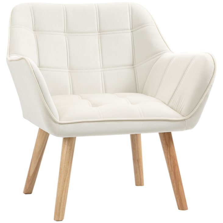 Poltrona design scandinavo in legno e simil velluto per interni Homcom ...